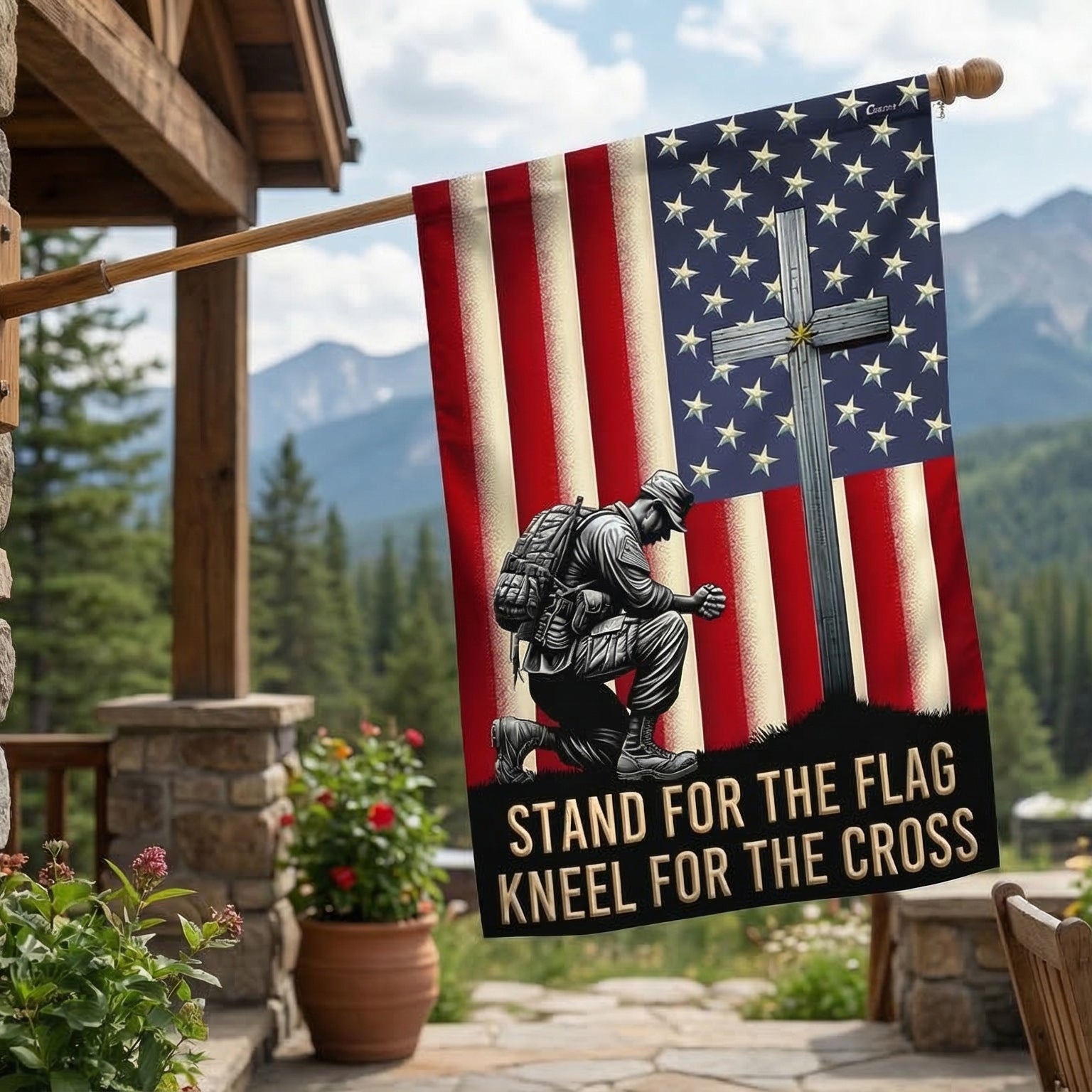 American Flag with Cross Veterans Day Christ Flag – Flagwix
