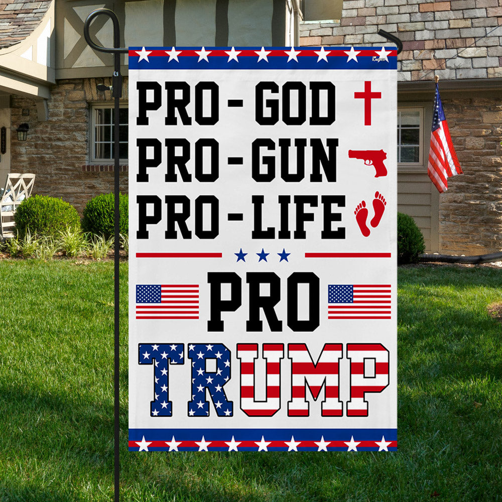 Trump Flag MAGA 2024 Pro-God Pro-Gun Pro-Life Pro Trump Flag MLN3345F ...