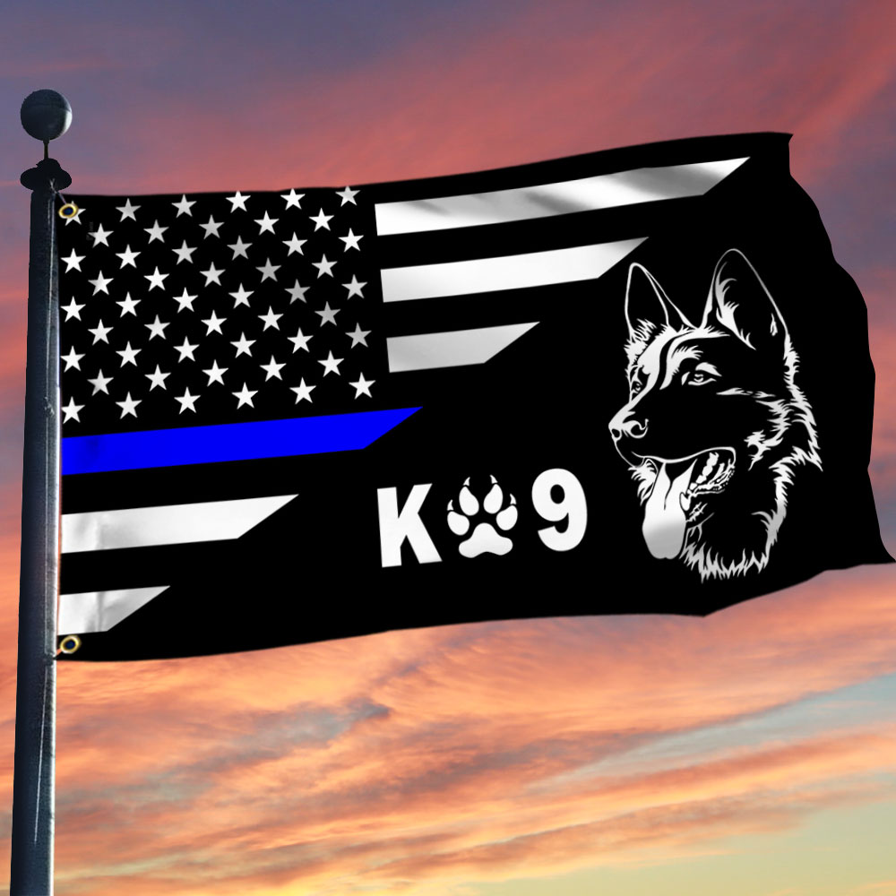 Police Flag Thin Blue Line Police Dog K9 German Shepherd Grommet Flag ...