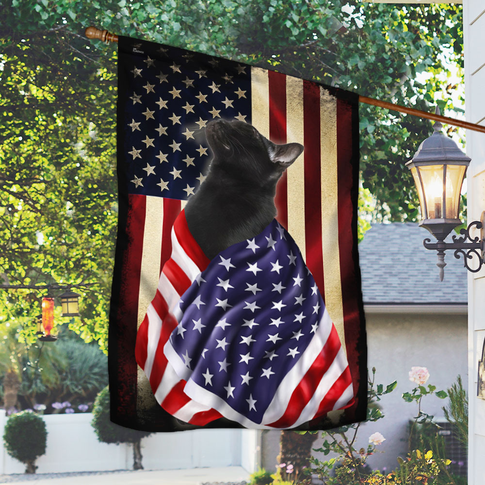 Black Cat American Patriot Flag Wrapped in Glory – Flagwix