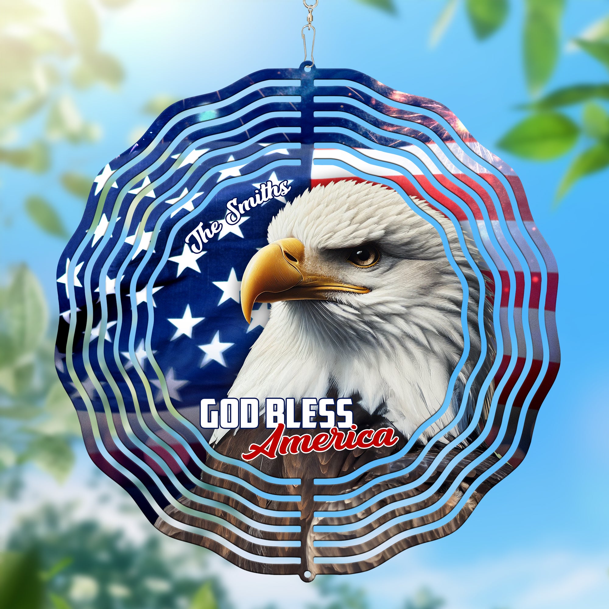 Personalized Patriot Eagle God Bless America Wind Spinner – Flagwix
