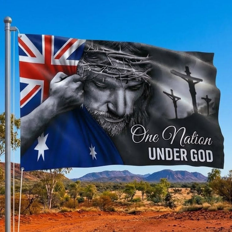One Nation Under God Jesus Australian Flag - Patriotic Grommet Flag ...