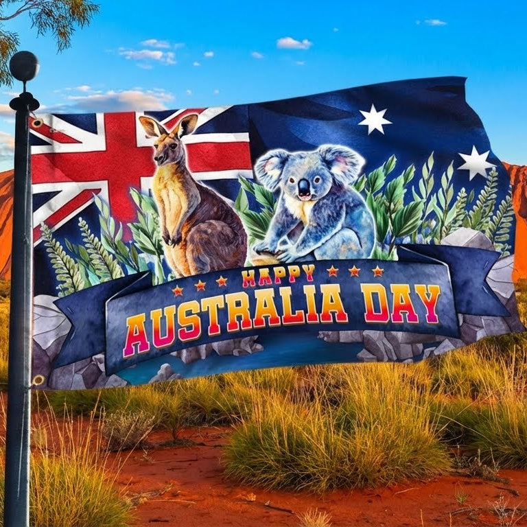 Happy Australia Day 26th January Australian Grommet Flag – Flagwix