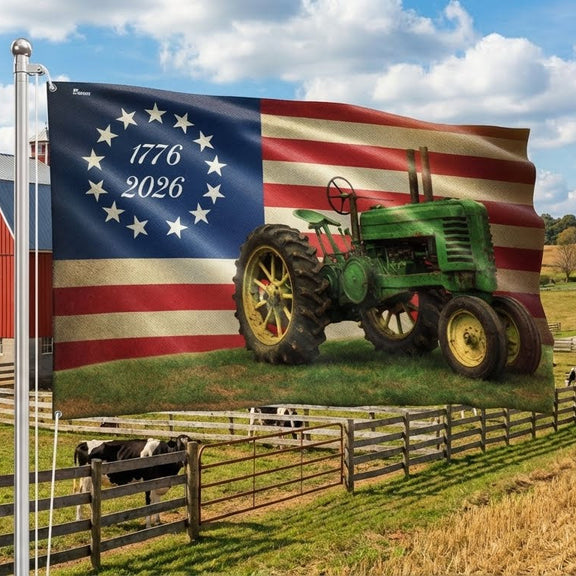 John Deere Tractor Flag, Betsy Ross 250 American Grommet Flag Proud Fa ...