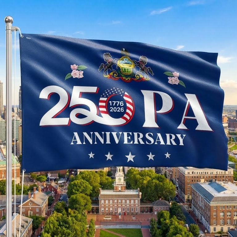 Patriotic America Pennsylvania Flag, 250 PA 1776 2026 Grommet Flag ...
