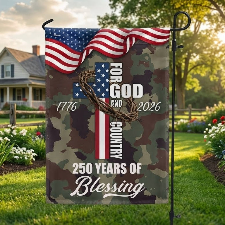 For God Country 250 Years of Blessing Flag, Patriotic 1776 2026 USA Fl ...