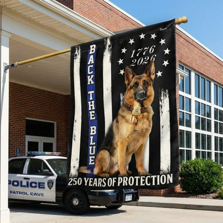 German Shepherd Thin Blue Line Flag, 250 Years of Protection US Flag ...