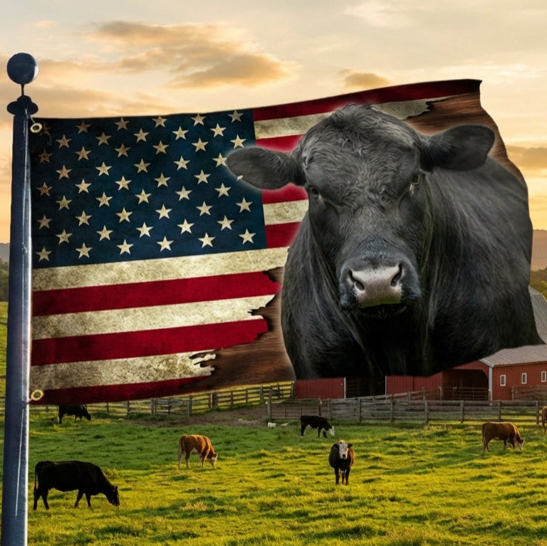 Black Angus Cattle American Grommet Flag, Cow Farm Flag – Flagwix