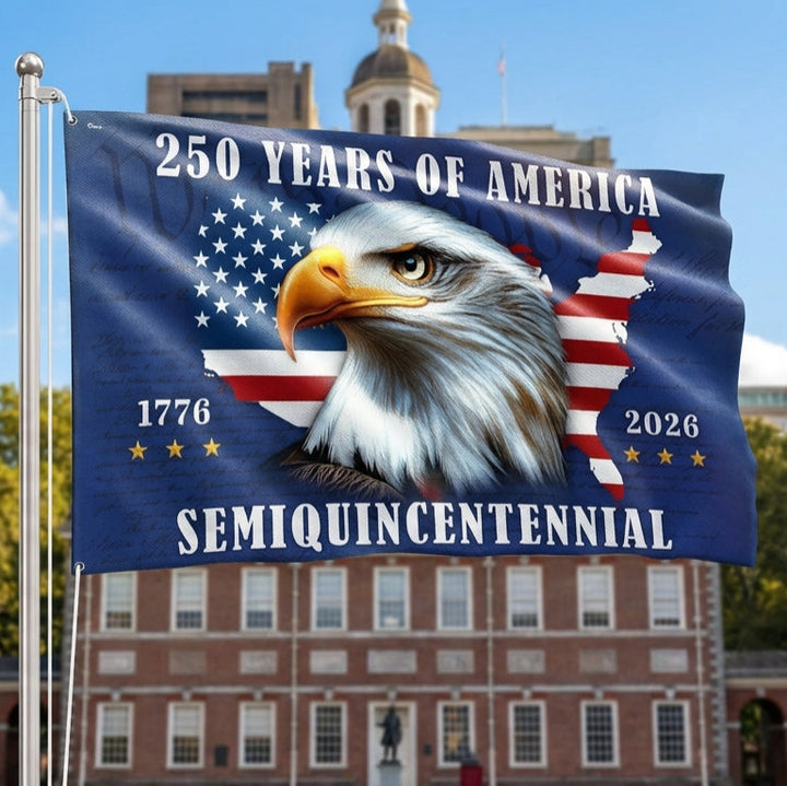 250 Years of America Flag, 1776 2026 Patriotic Eagle Grommet Flag – Flagwix