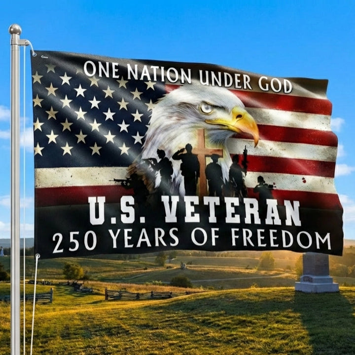 Semiquincentennial One Nation Under God Veteran Grommet Flag – Flagwix