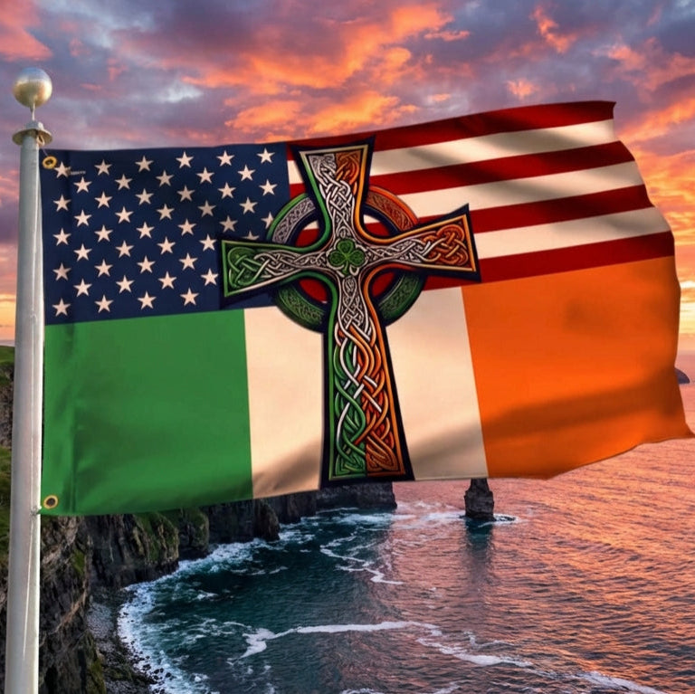Irish Celtic Knot Cross St. Patrick’s Day Irish American Grommet Flag ...