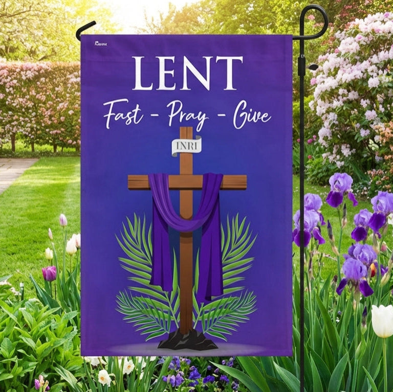 FLAGWIX Lent Season Fast Pray Give Jesus Christian Cross Flag – Flagwix