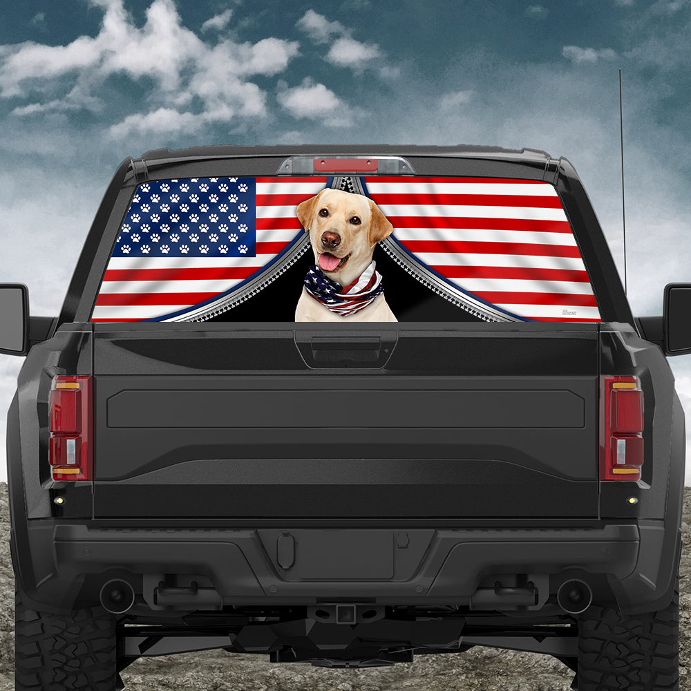 Yellow Labrador Retriever Rear Window Decal Patriotic Dog BNT408CDv1 ...