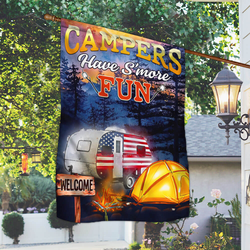 Happy Campers Welcome Summer Camping American Flag – Flagwix