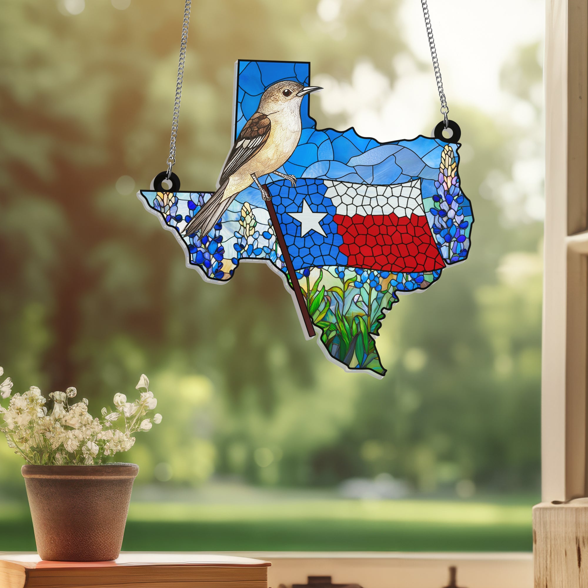 Texas Northern Mockingbird Suncatcher Acrylic Hanging VTM340ASn – Flagwix