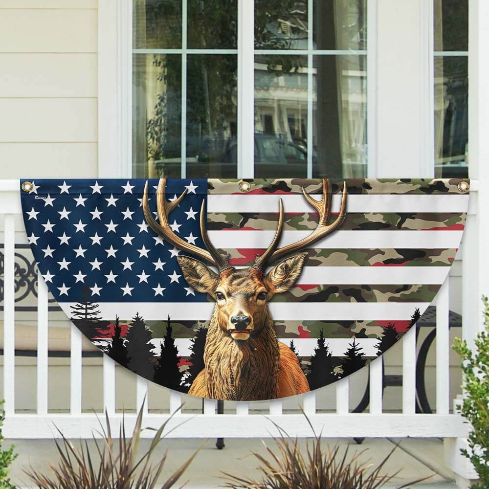 Deer Hunting American Flag Non-pleated Fan Flag – Flagwix