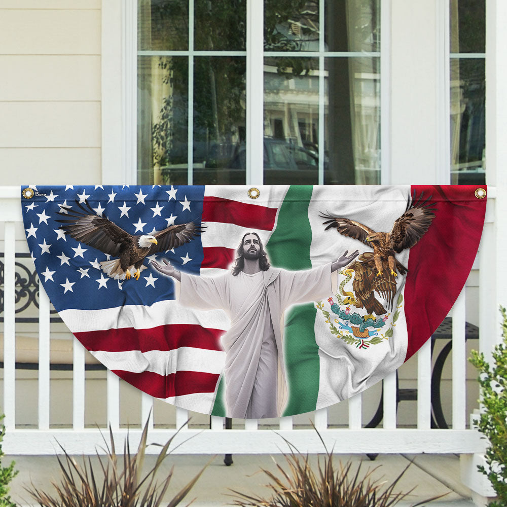 Mexican American Jesus Non-Pleated Fan Flag – Flagwix