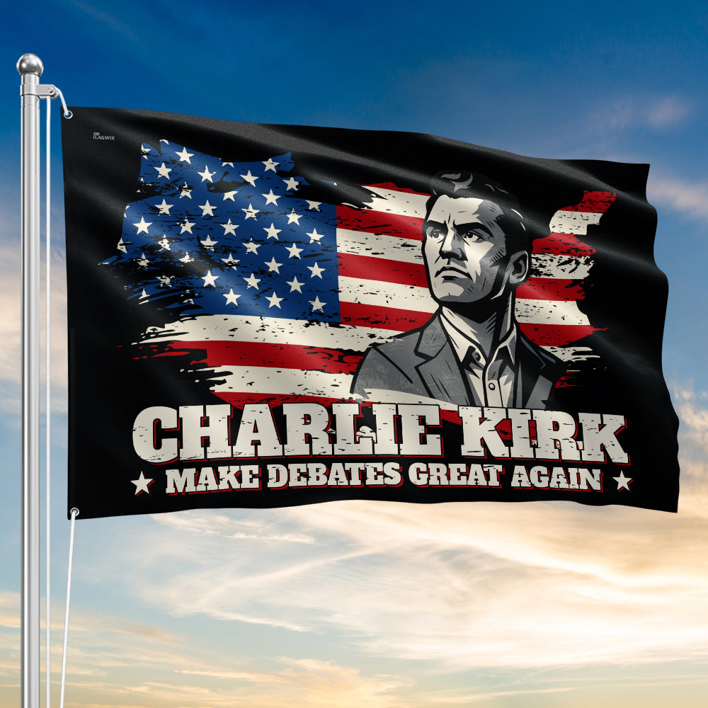 Charlie Kirk Make Debates Great Again Patriotic Grommet Flag – Flagwix