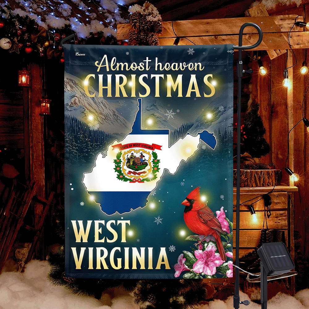 West Virginia Christmas Flag | Almost Heaven Cardinal Solar LED Flag ...
