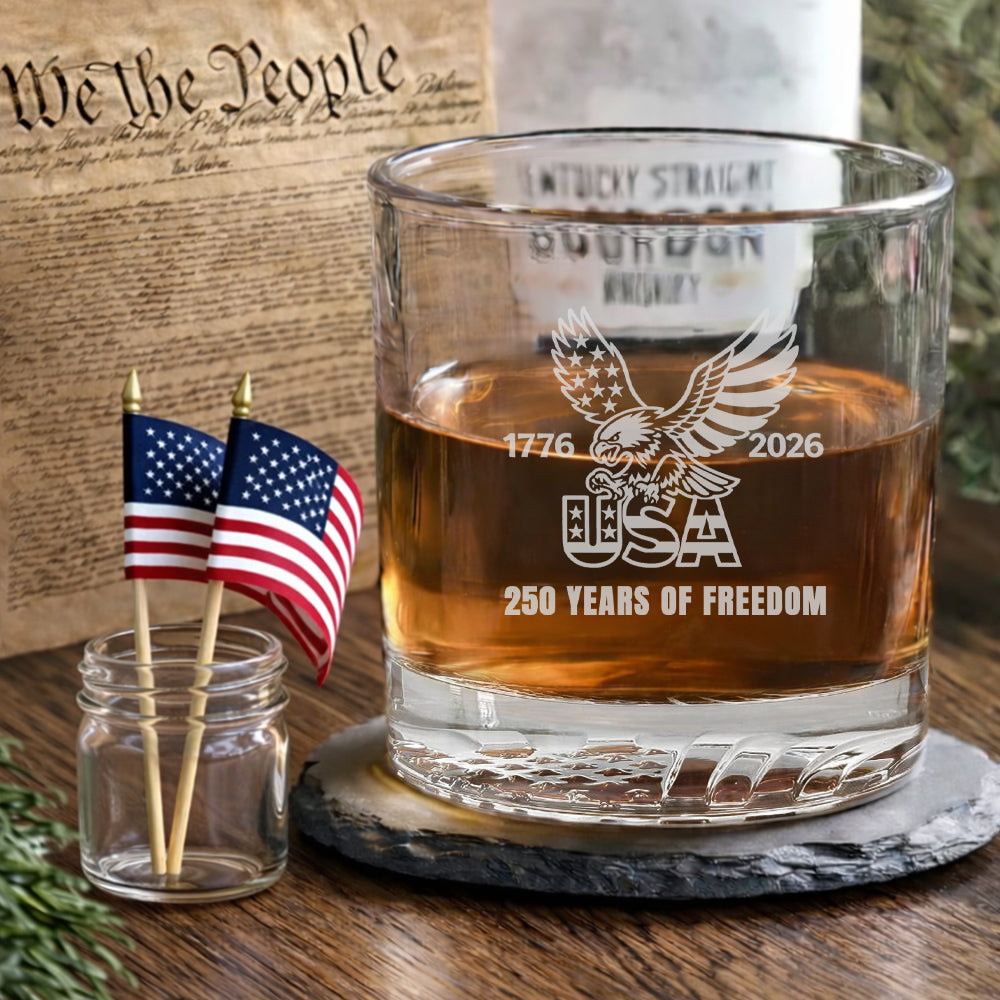 250 Years of Freedom USA 1776 2026 Engraved American Whiskey Glass ...