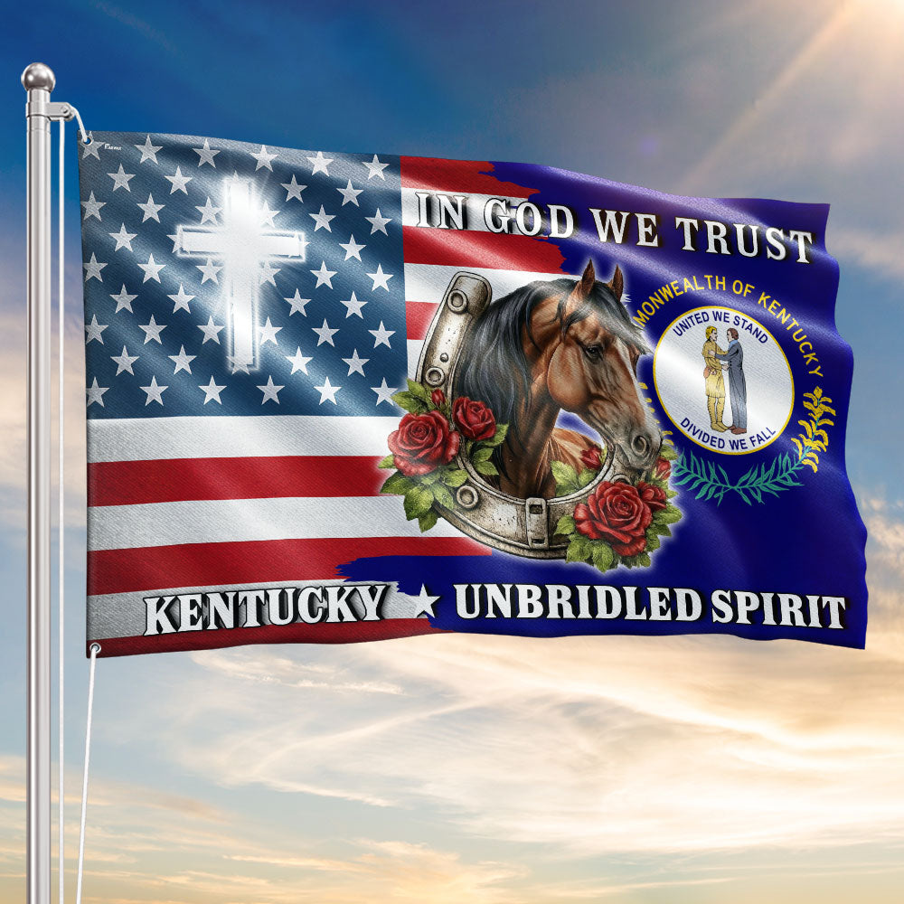 America KY In God We Trust American Grommet Flag, Kentucky Unbridled S ...