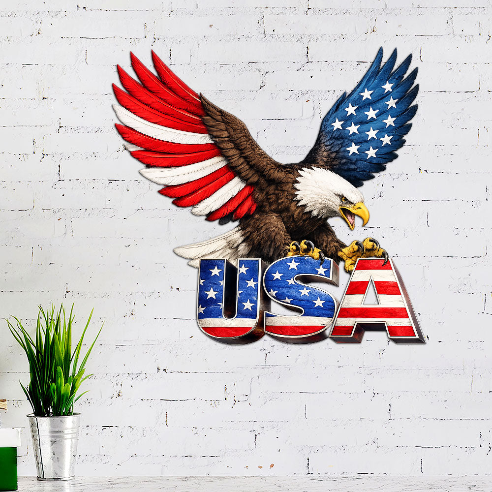 American Patriotic Metal Sign with Bald Eagle USA Hanging Decor – Flagwix