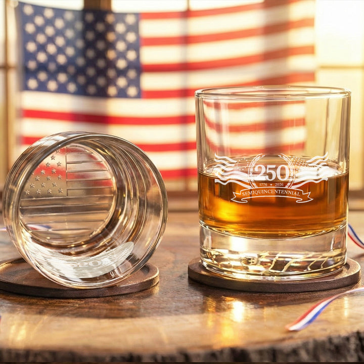 Engraved Whiskey Glass Gift - 250th Semiquincentennial – Flagwix