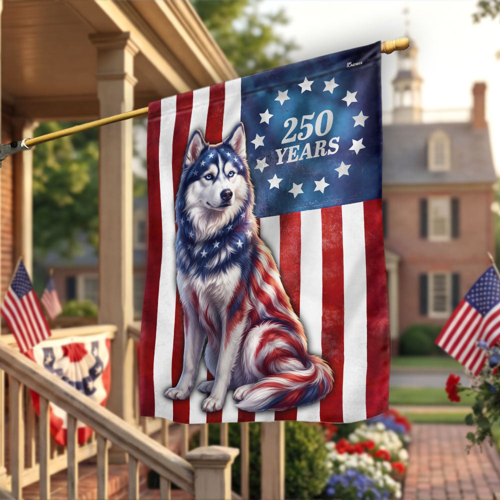 Patriotic Husky Garden Flag - Celebrate 250 Years of American Pride ...