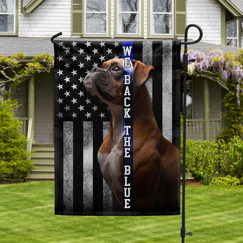Boxer We Back the Blue Thin Blue Line Flag, Double Side Print, Canvas ...