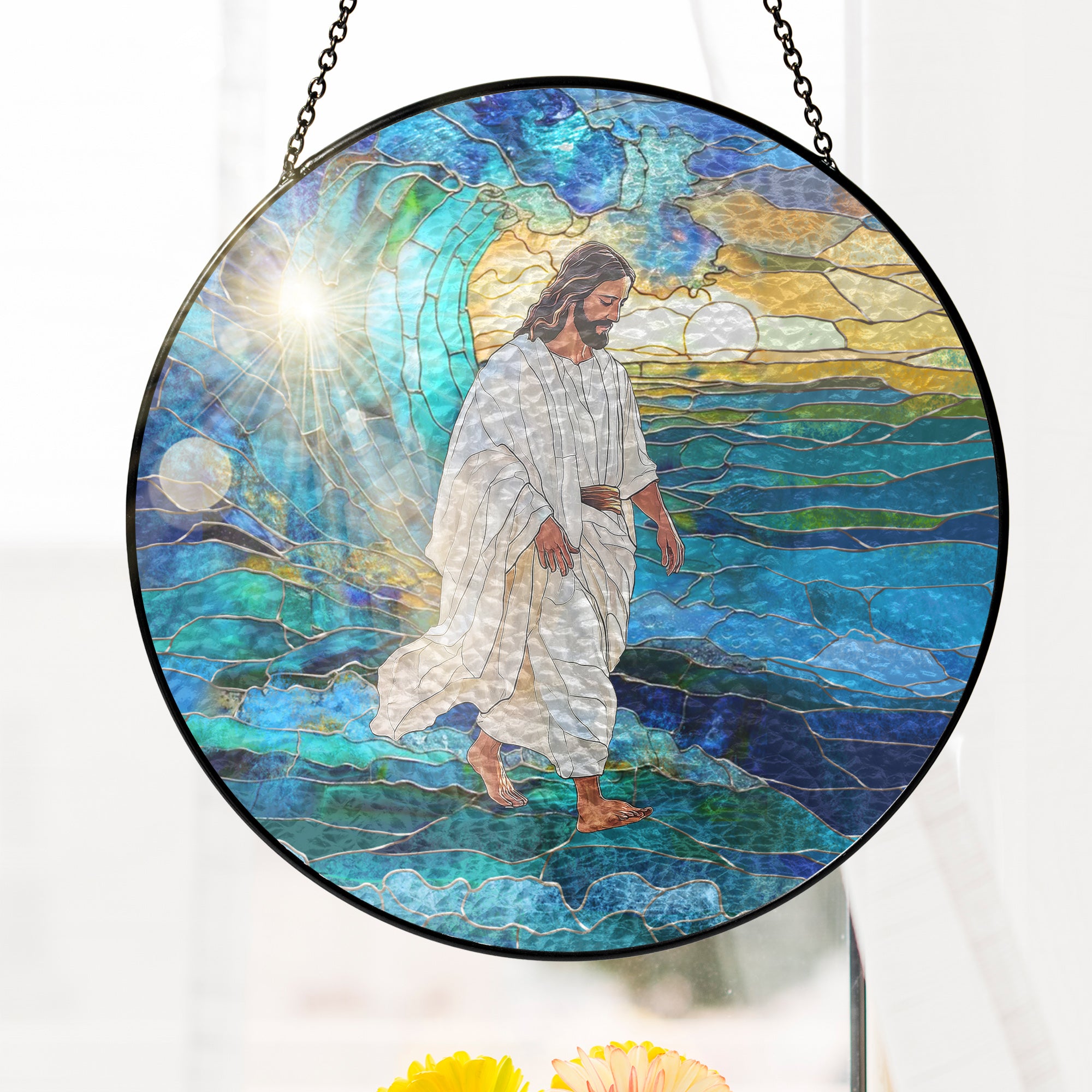 Jesus Christ Stained Glass Suncatcher – Inspirational Handcrafted Reli ...