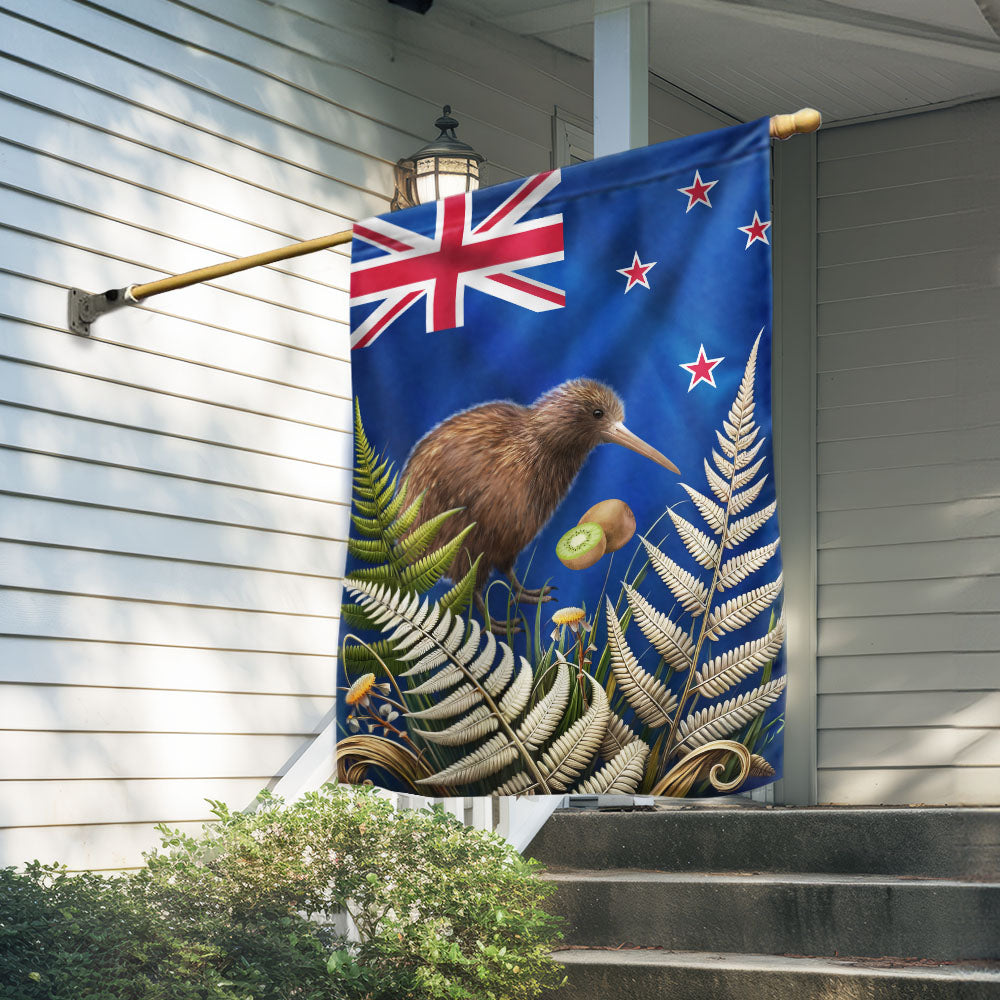 New Zealand Kiwi Bird and Fern Flag – Flagwix