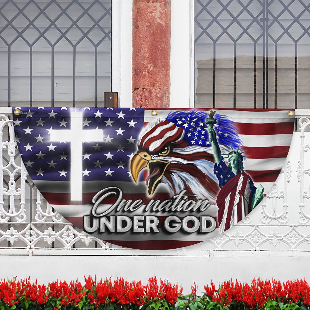 US Eagle Cross Freedom One Nation Under God Non-Pleated Fan Flag – Flagwix