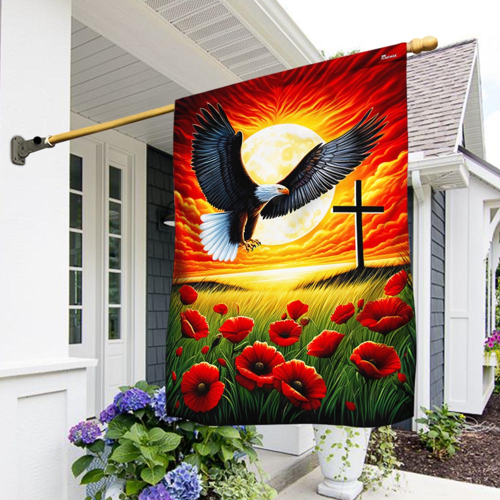 Memorial Day Eagle Poppy Flowers Flag TQN1954F – Flagwix