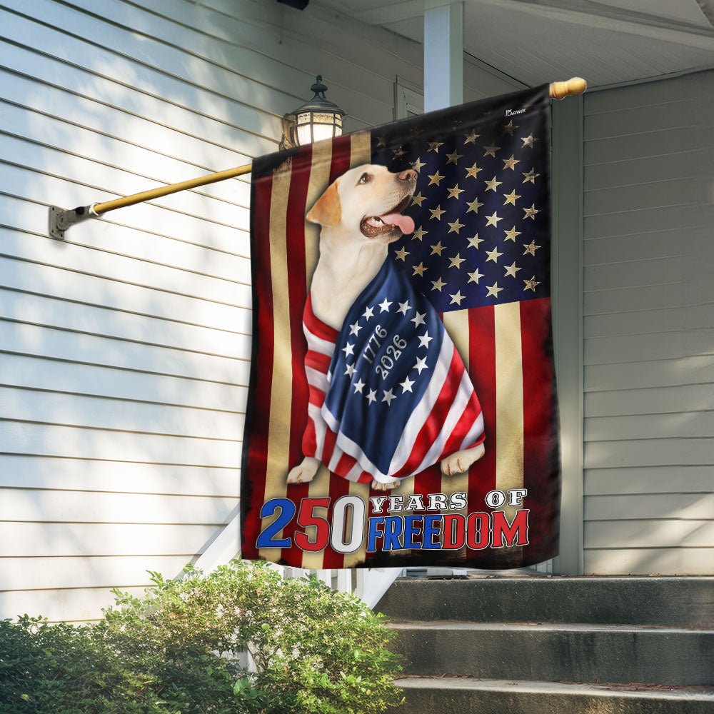 250 Years of Freedom Flag | Labrador Retriever Wrapped in Glory US Fla ...