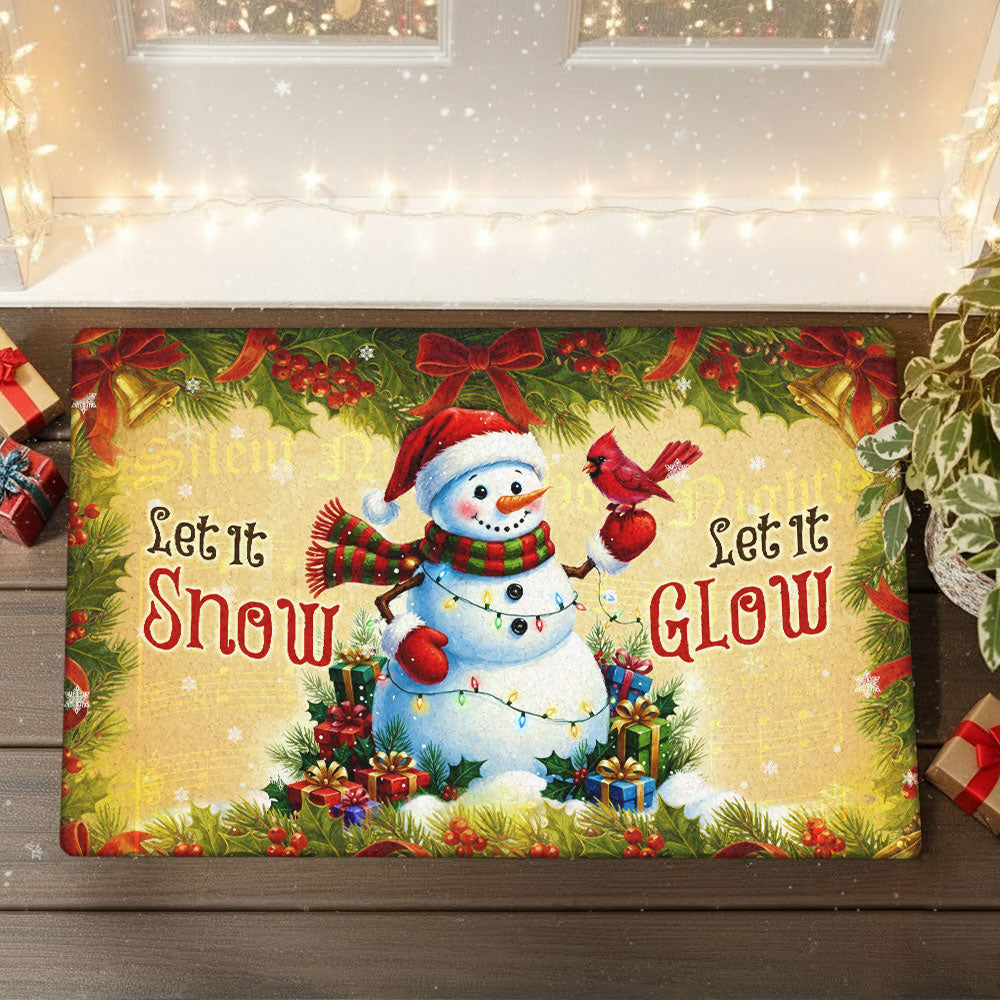 Let It Snow Snowman Christmas Doormat for Winter Holiday Decorations ...