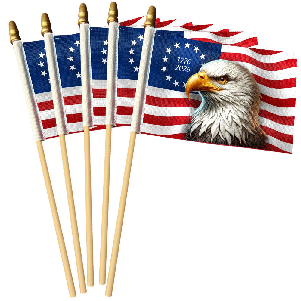 Betsy Ross 1776 2026 Flag, Patriotic with Eagle Handheld American Flag ...
