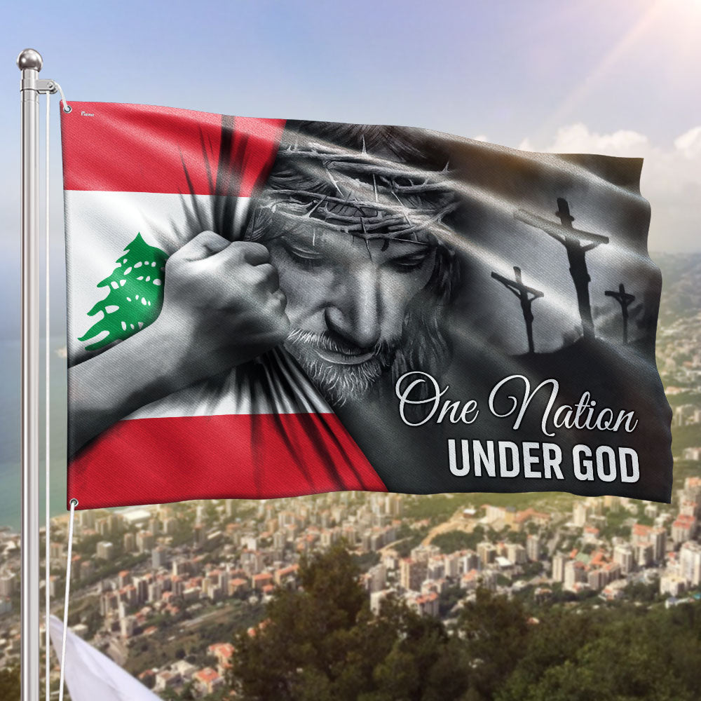 Jesus Flag One Nation Under God Lebanon Grommet Flag – Flagwix
