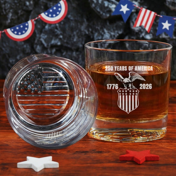 Patriotic Whiskey Glasses | America 250th Anniversary Gift | Flagwix