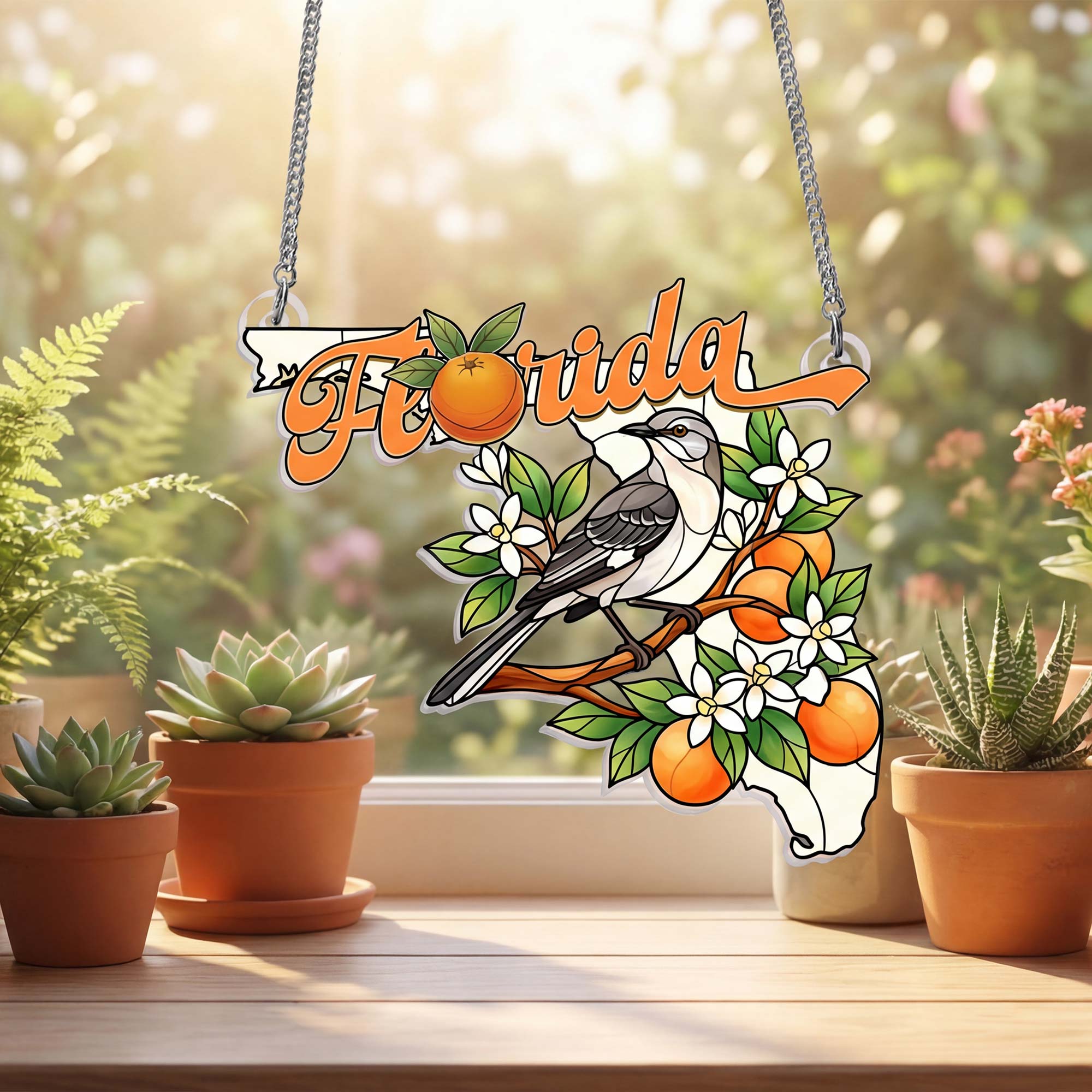 Florida Suncatcher, Florida Mockingbird & Orange Blossom Hanging Decor ...