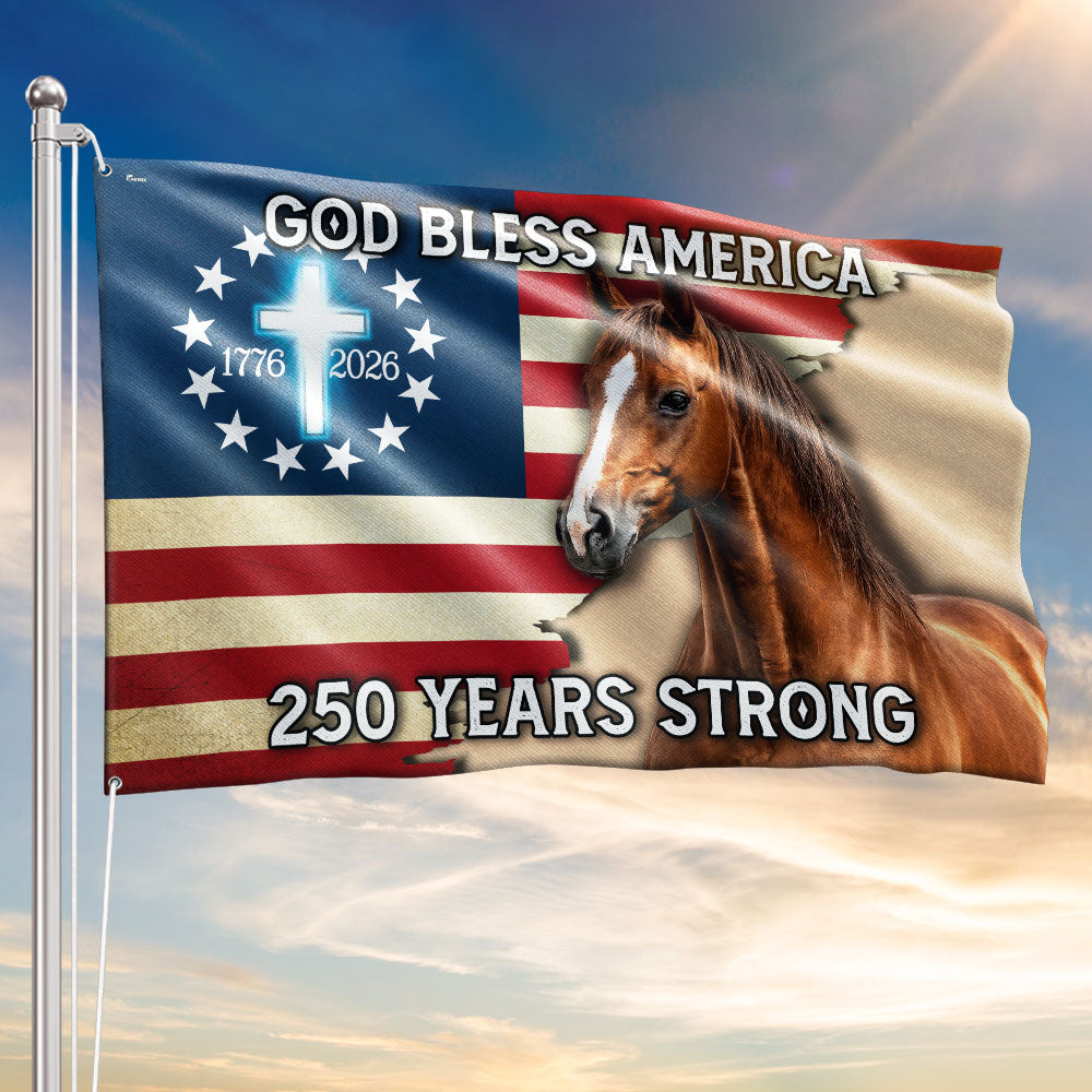 Horse Flag, 250 Years Strong God Bless America Patriotic Horse Grommet ...