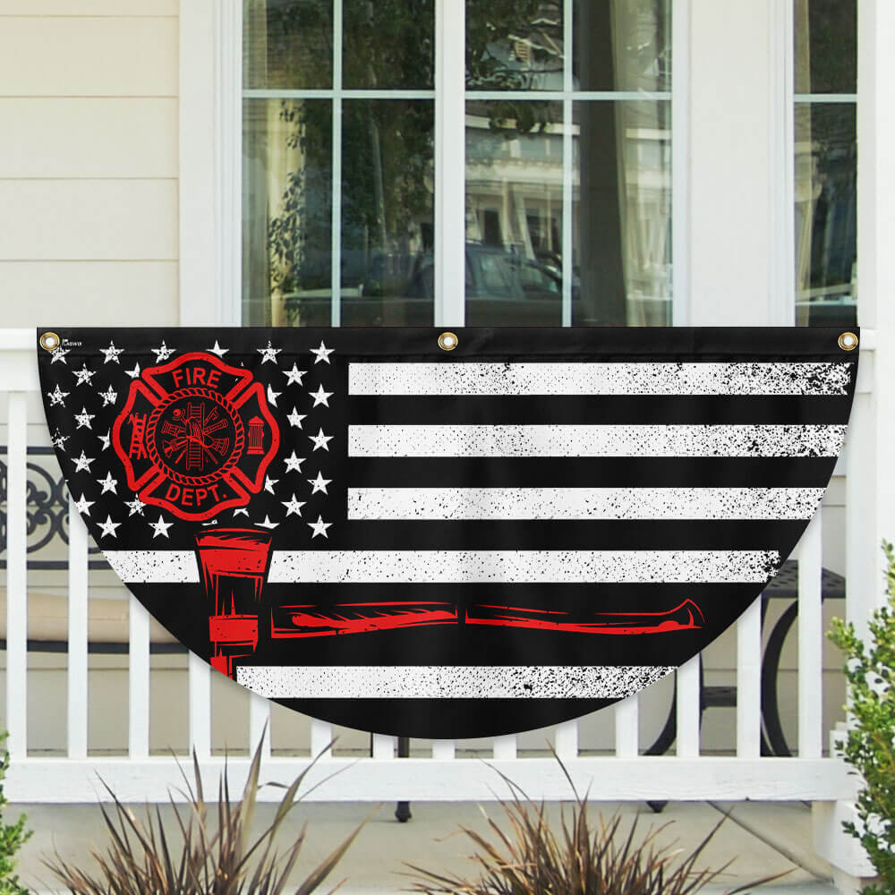 Firefighter Thin Red Line Fireman Non-Pleated Fan Flag – Flagwix