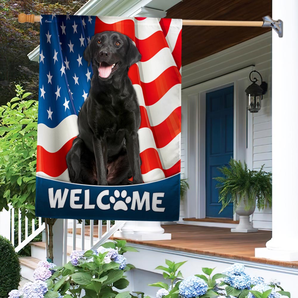 Flagwix American Flag - Black Labrador Dog 4th Of july American Flag T