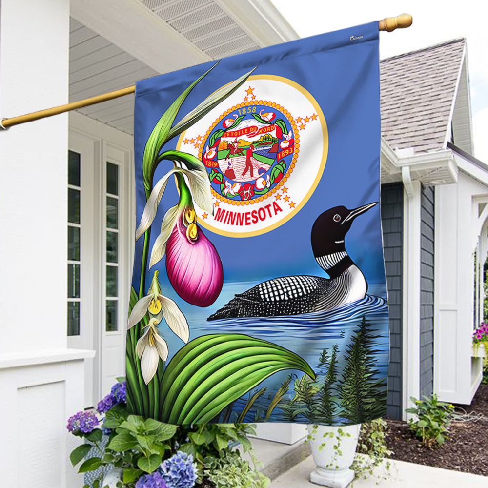 Minnesota Lady's Slipper Flower and Loon Flag – Flagwix