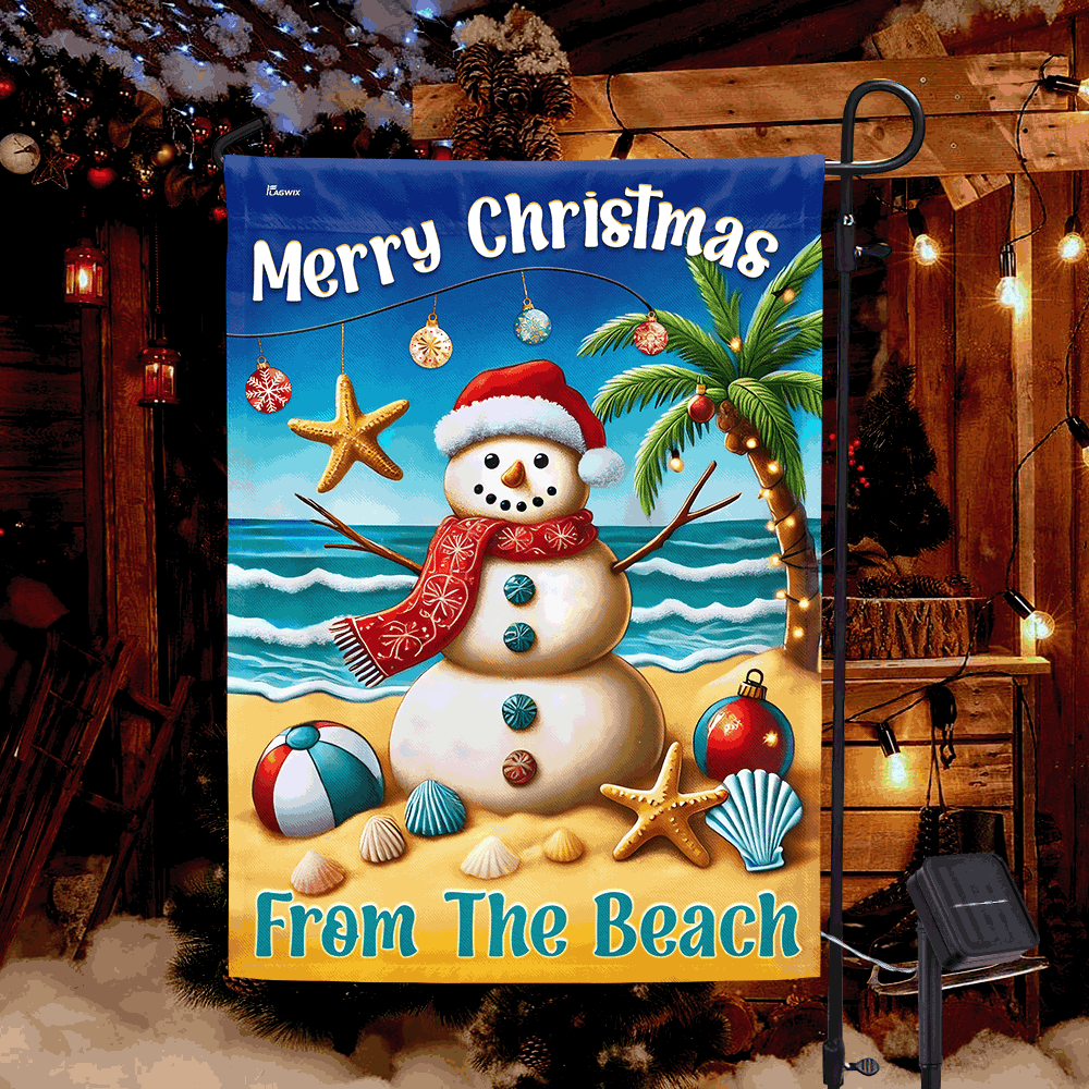 Beach Christmas Snowman Merry Christmas From The Beach Solar LED Garde ...