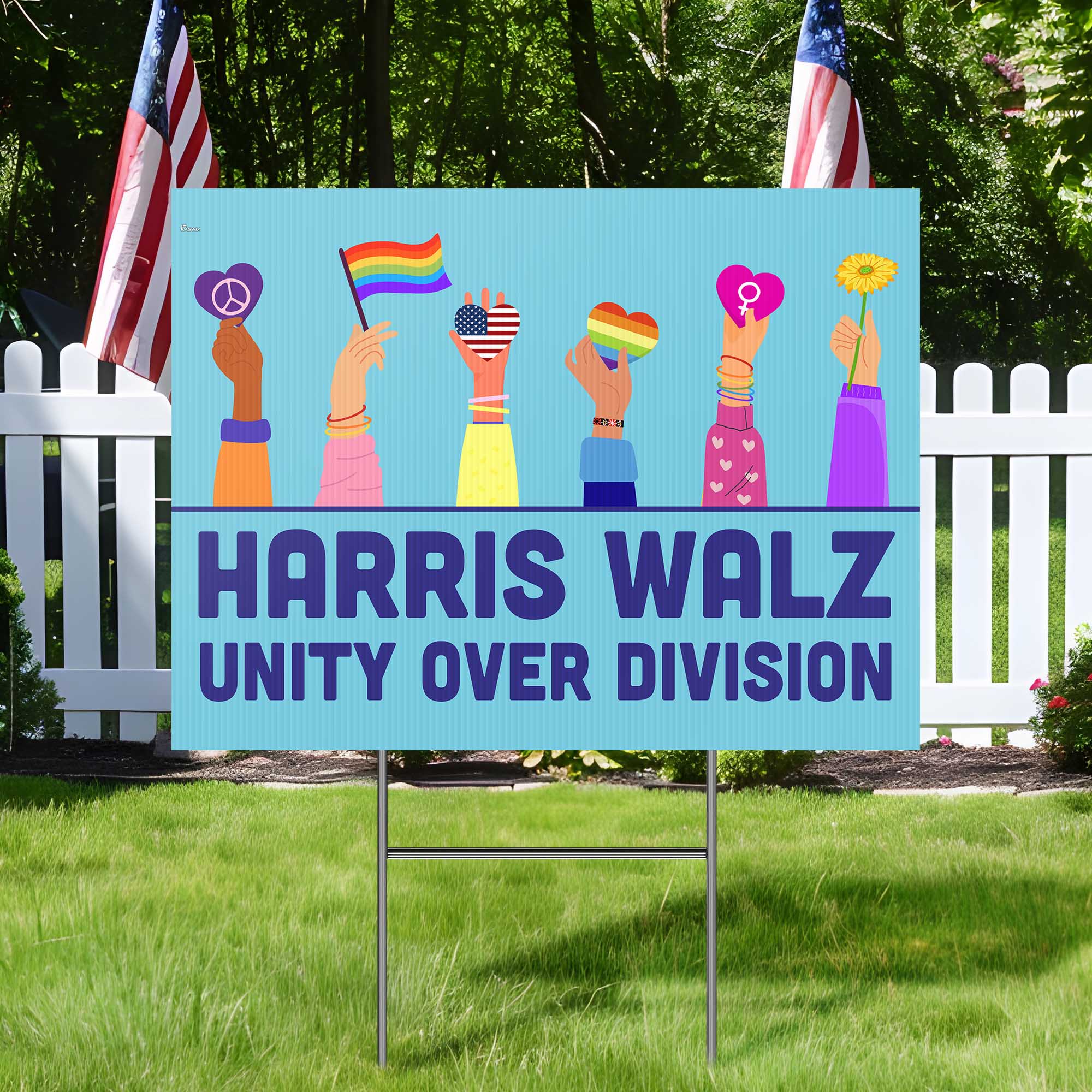 Harris Walz 2024 Unity Over Division Yard Sign MLN3927YS – Flagwix
