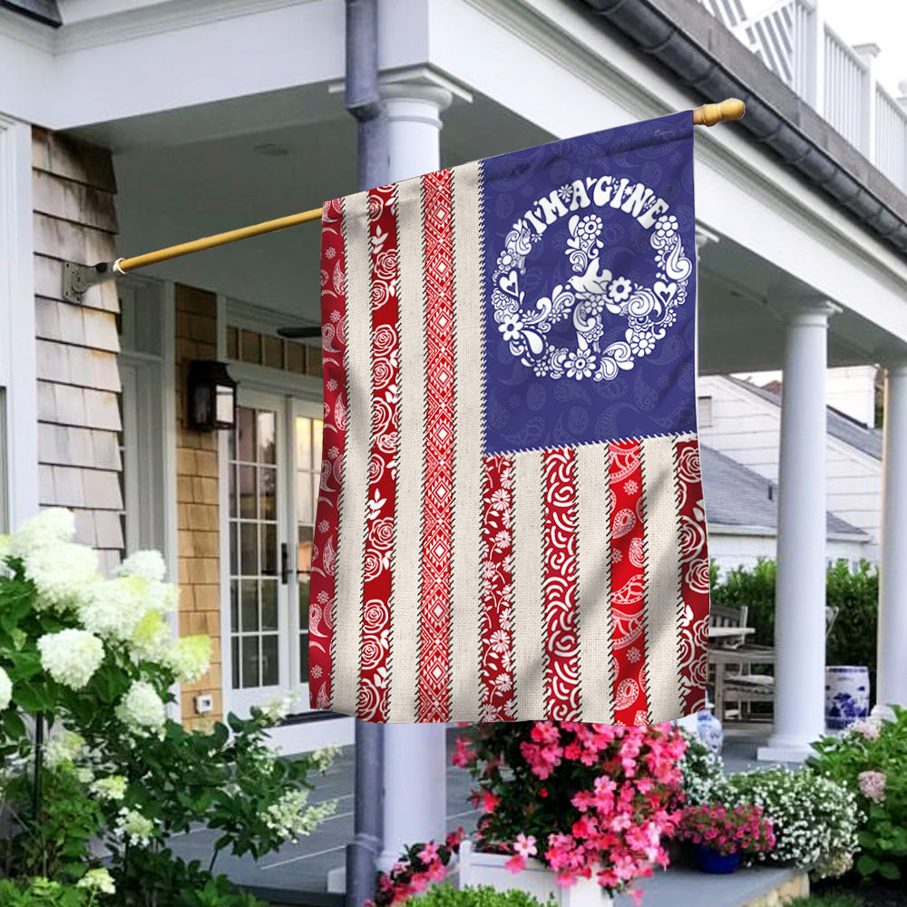 Hippie Peace Sign Imagine Flag MLN1326F – Flagwix