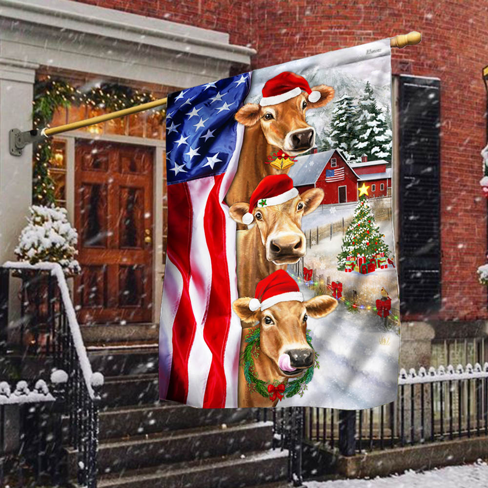 Christmas Cattle Cow American Flag, Farm Flag – Flagwix