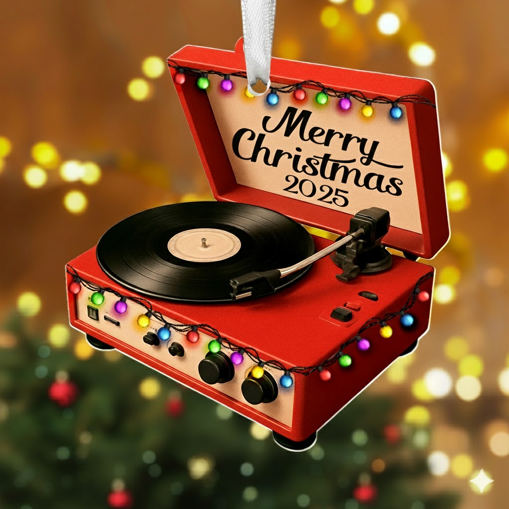Christmas Record Player Ornament - Acrylic Vinyl Record 2025 for Tree ...