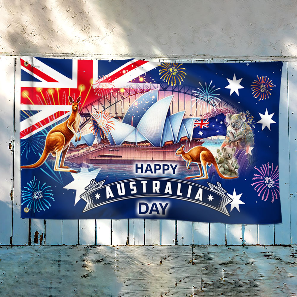 Happy Australia Day 26th January Australian Grommet Flag – Flagwix