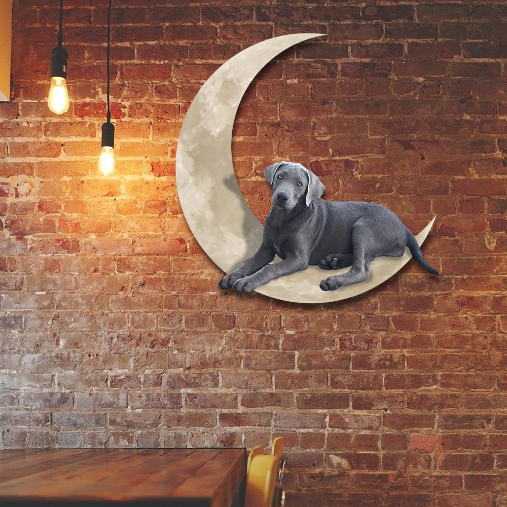 Silver Labrador Retriever And Moon Hanging Metal Sign QNK879MSv1c – Flagwix